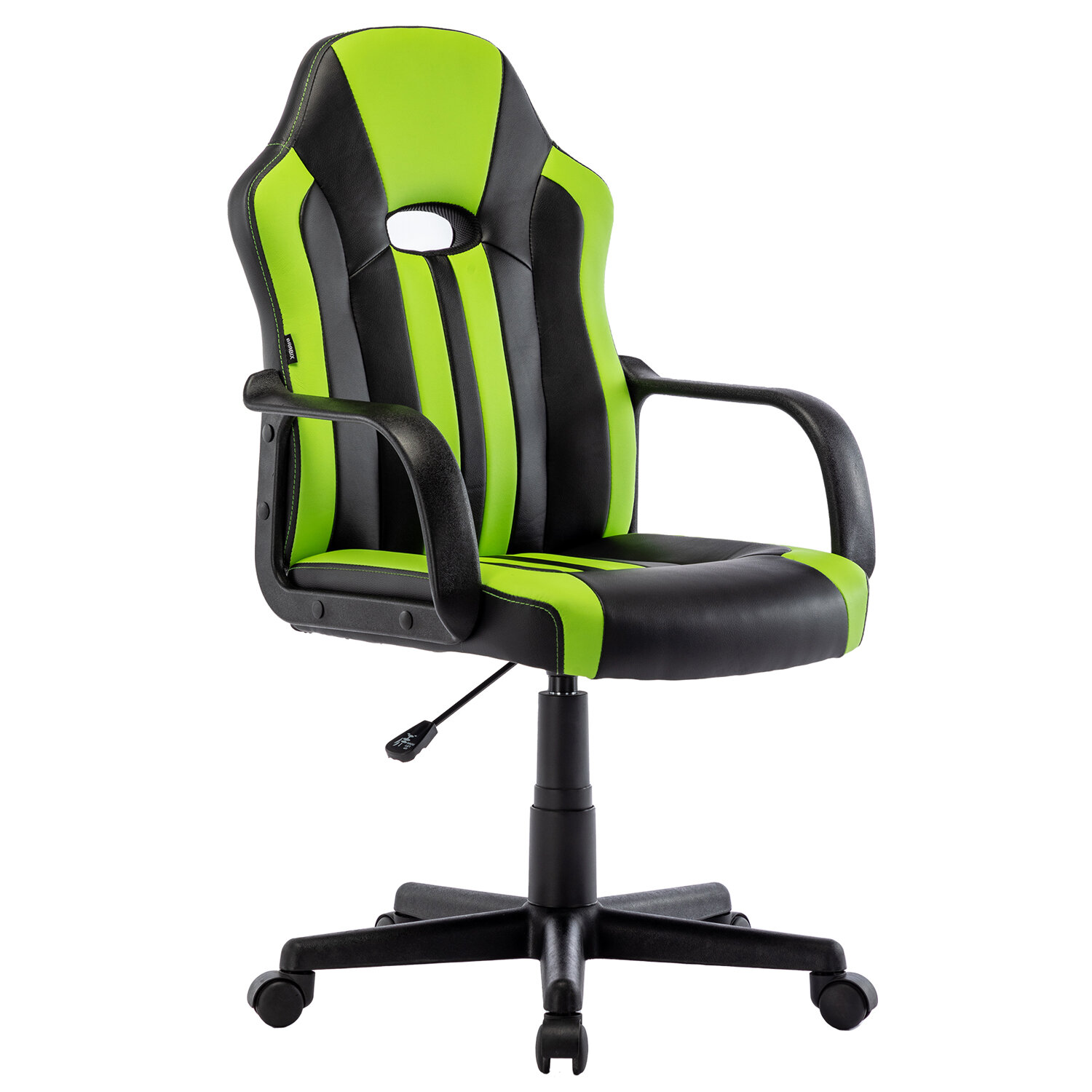 Кресло компьютерное BRABIX Stripe GM-202 экокожа, черное/зеленое