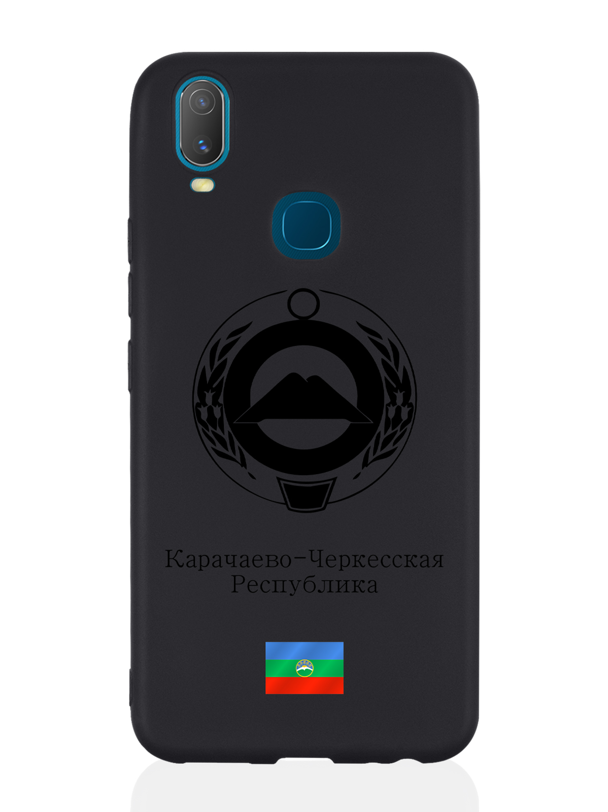 Чехол для Vivo Y11 Черный лаковый Герб Карачаево-Черкесской Республики черный