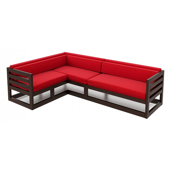 Диван ARSKO Магнус Угловой 250х170х70, вельвет, красный red/венге