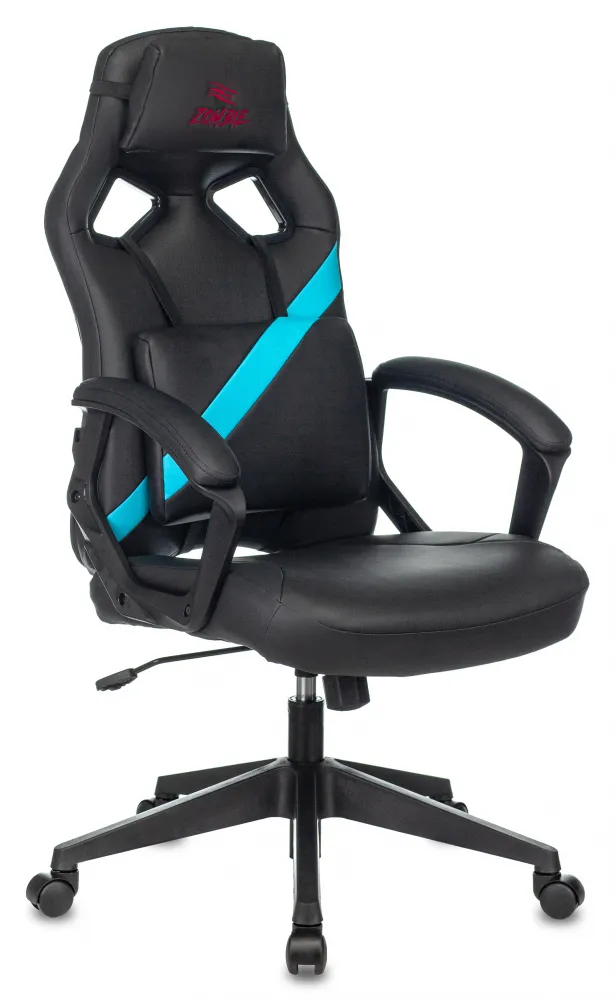 Игровое компьютерное кресло ZOMBIE DRIVER LB., Экокожа, черный/голубой