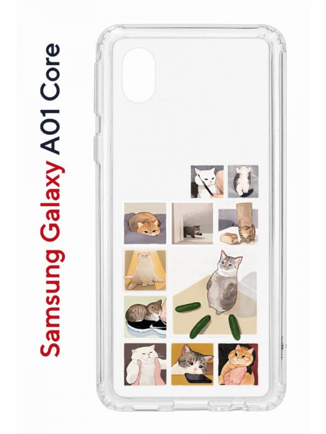 Чехол на Samsung Galaxy A01 Core с принтом Kruche Print Коты-Мемы, противоударный бампер