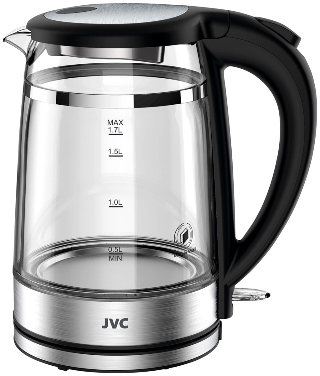 Чайник электрический JVC JK-KE1815 1.7 л прозрачный, серебристый, черный
