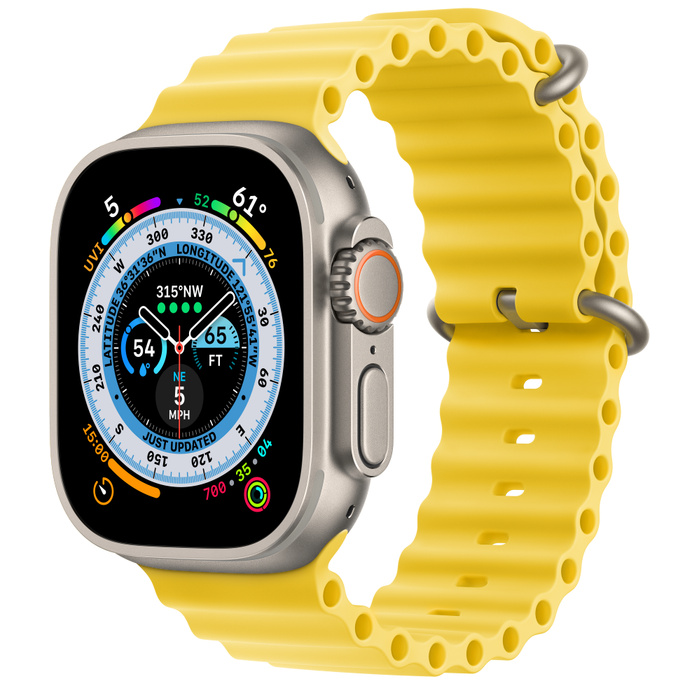 Apple Watch Ultra GPS + Cellular 49mm Titanium Case with Yellow Ocean Band