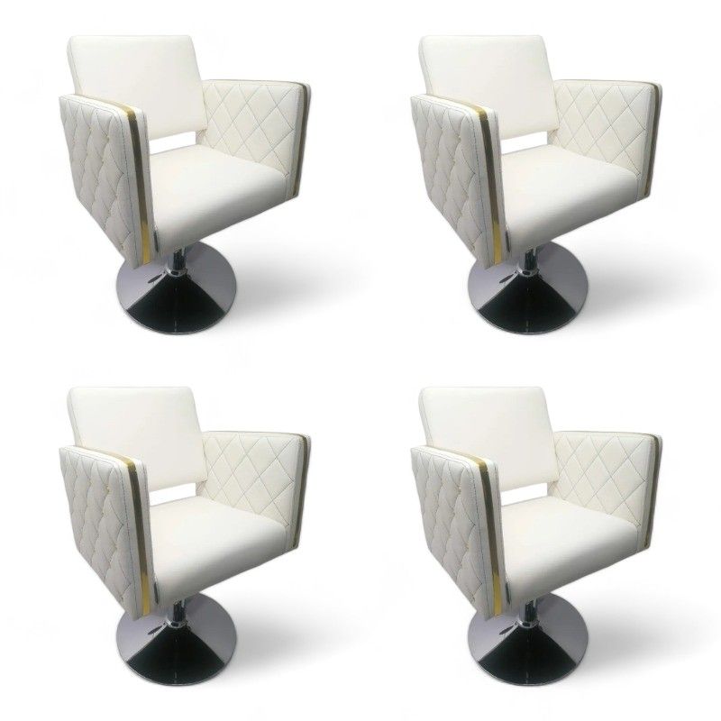 Парикмахерское кресло Мебель Бьюти "Лотос II", Белый, Гидравлика диск, 4 кресла