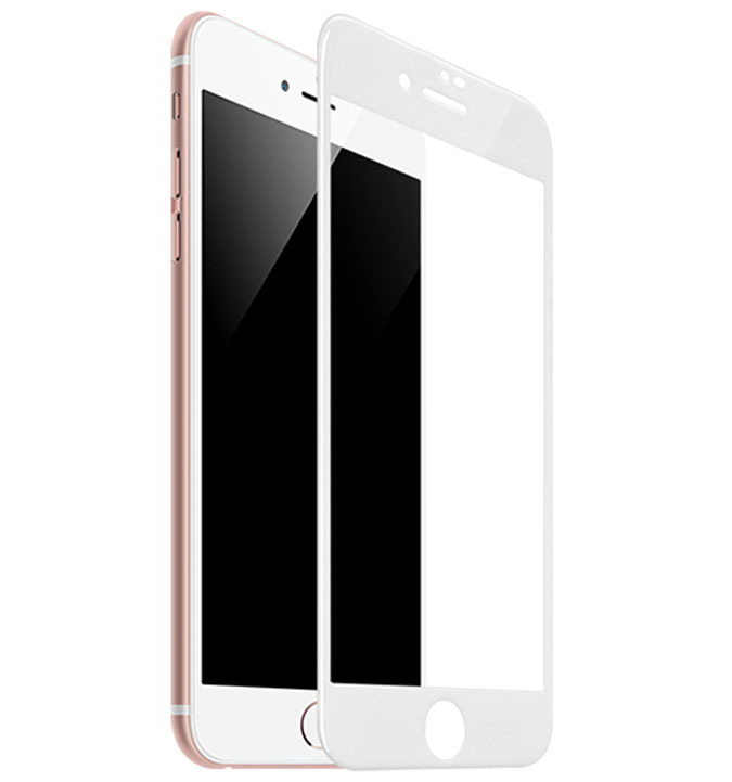 Защитное 3D стекло для iPhone 8 противоударное / закругленные края (Белый)