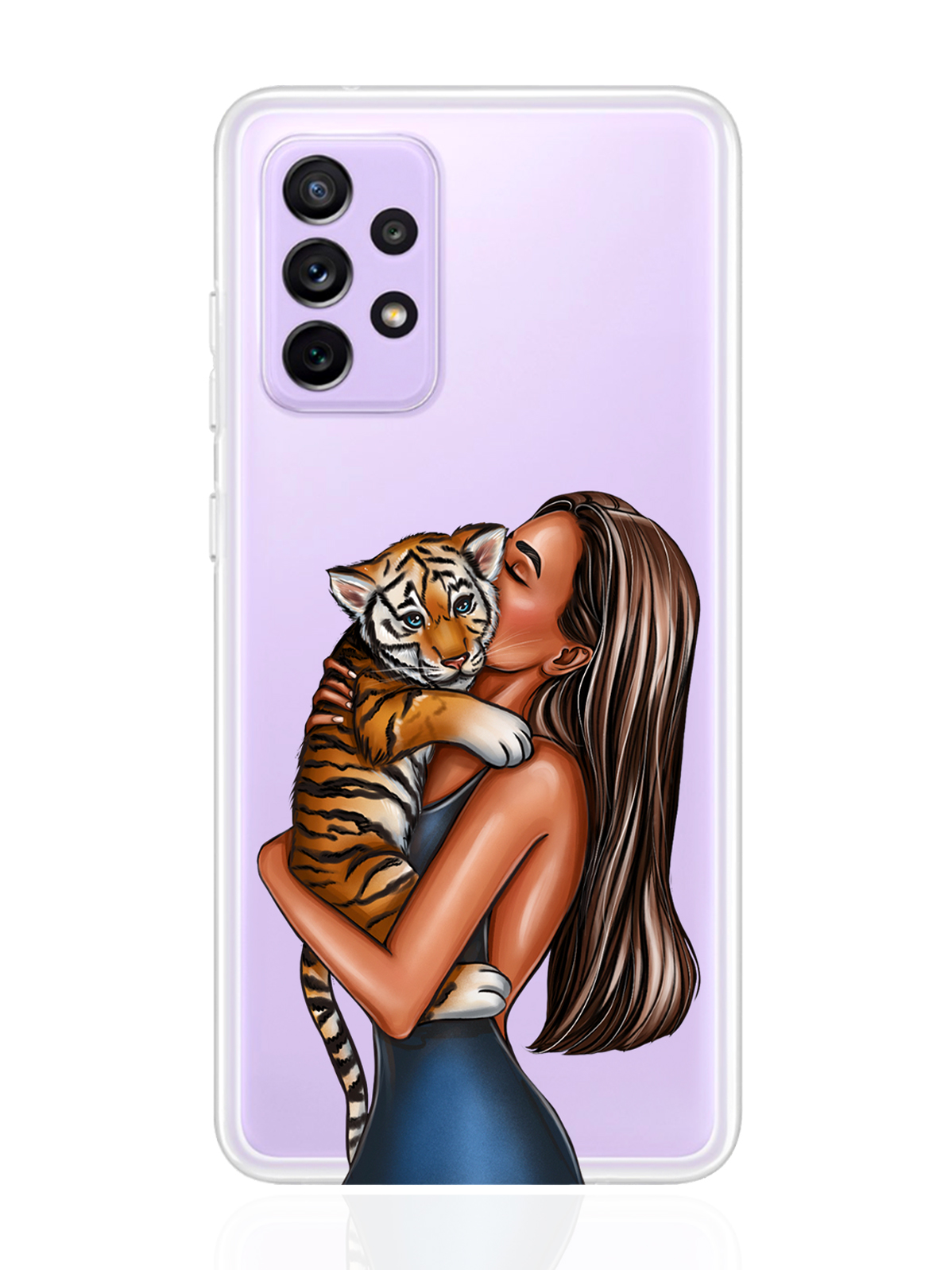 Чехол MustHaveCase для Samsung Galaxy A72 Девушка с тигренком прозрачный