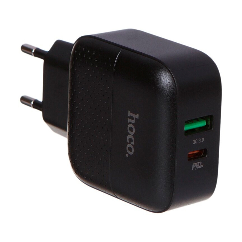 Сетевое зарядное устройство Hoco RC6, USB+Type-C, PD18+QC3.0, Black (УТ000024738)