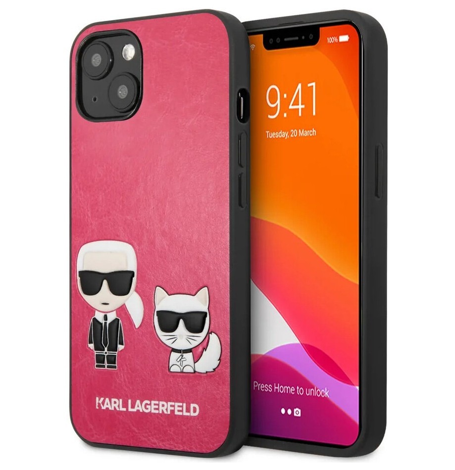 Чехол CG Mobile Karl Lagerfeld PU Karl Choupette Hard для iPhone 13, Фуксия