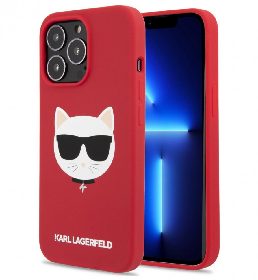 Чехол CG Mobile Karl Lagerfeld Liquid silicone Choupette Hard для iPhone 13 Pro, Красный