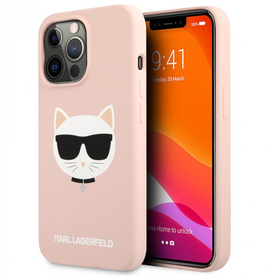 Чехол CG Mobile Karl Lagerfeld Liquid silicone Choupette Hard для iPhone 13 Pro, Розовый