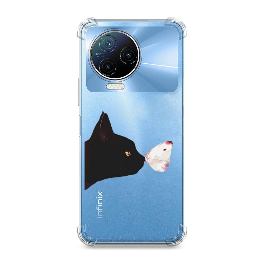 Чехол Awog на Infinix Note 12 Pro 4G/ Note 12 (2023) "Черный кот и бабочка"