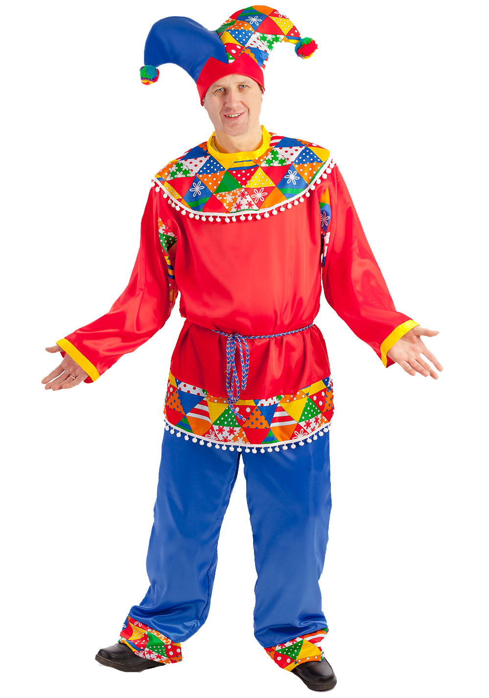 Костюм карнавальный мужской Batik 5007 к-19 Петрушка, красный, 56 RU