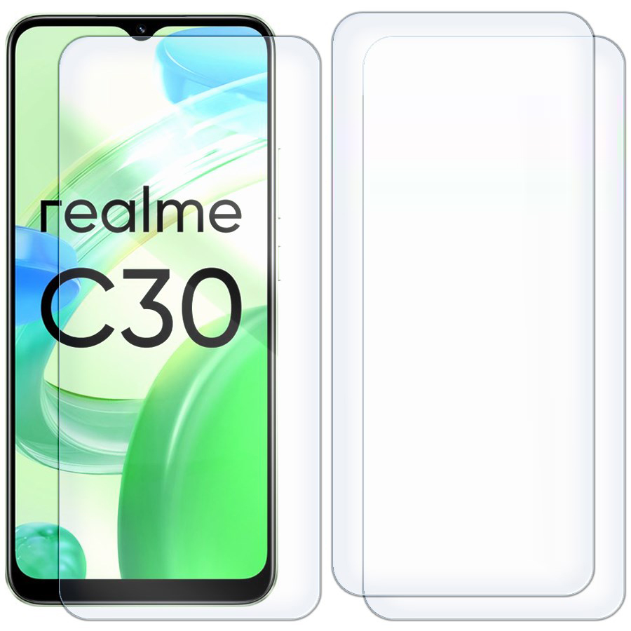 Комплект из 3-x защитных гибридных стекол для Realme C30