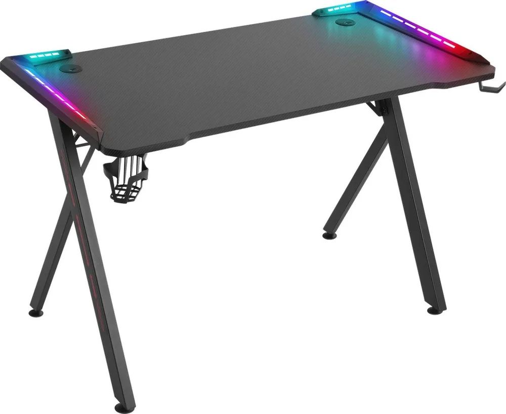 Компьютерный стол, игровой стол, геймерский стол Gamer RGB, подвесы под кружку и гарнитуру