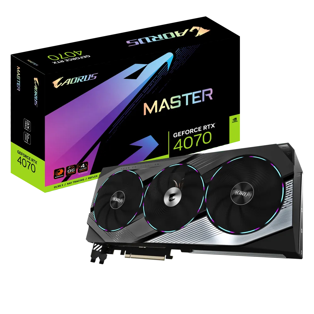 Видеокарта Gigabyte AORUS GeForce RTX 4070 MASTER 12G (GV-N4070AORUS M-12GD)