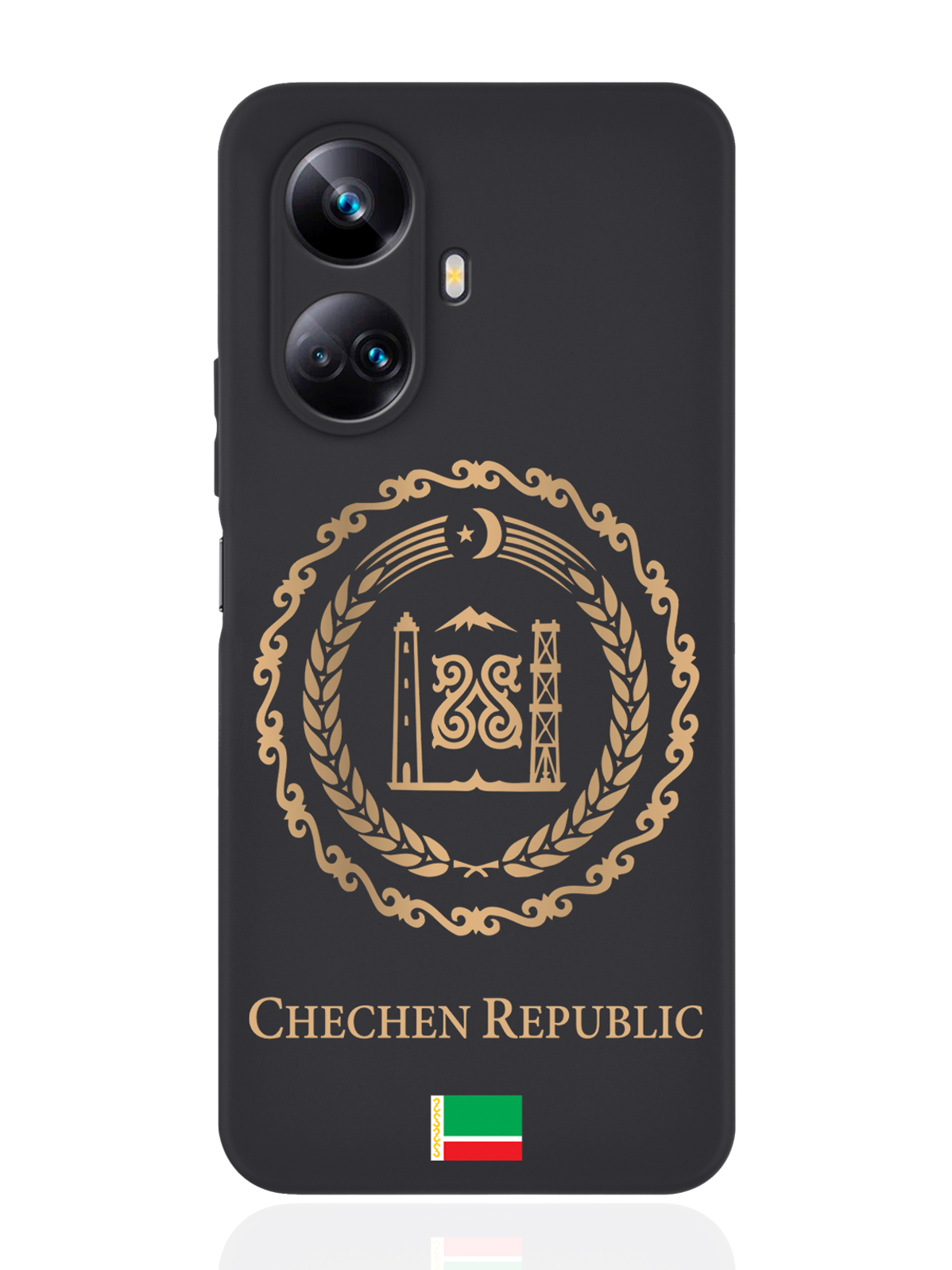 Чехол SignumCase для Realme 10 Pro Plus Золотой Герб Чечни черный