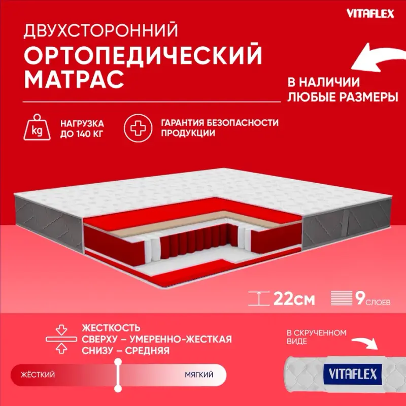 Ортопедический матрас VITAFLEX Anatomic M Sk 85x180