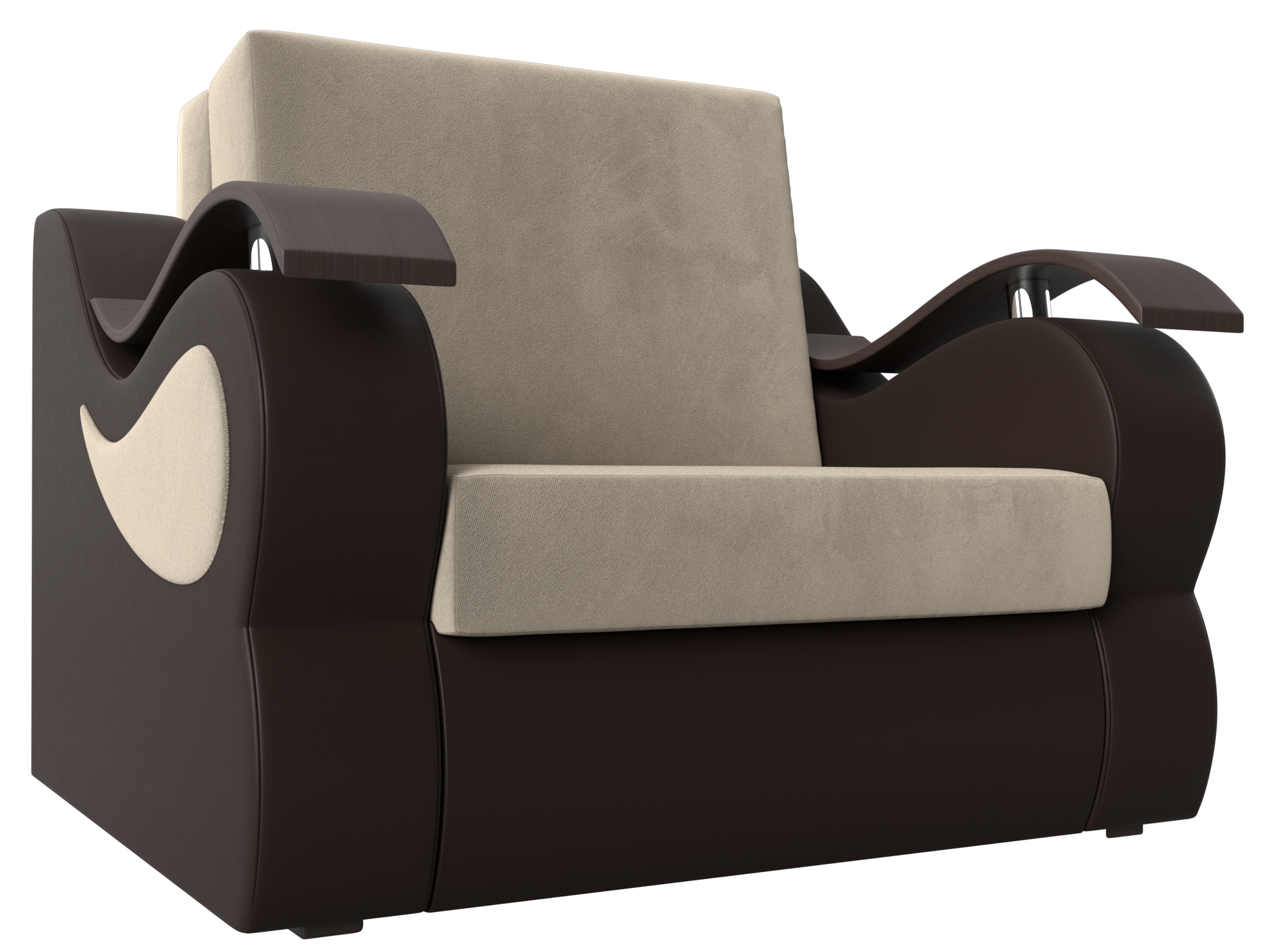 Кресло-кровать Меркурий 80 микровельвет/экокожа бежевый/коричневый