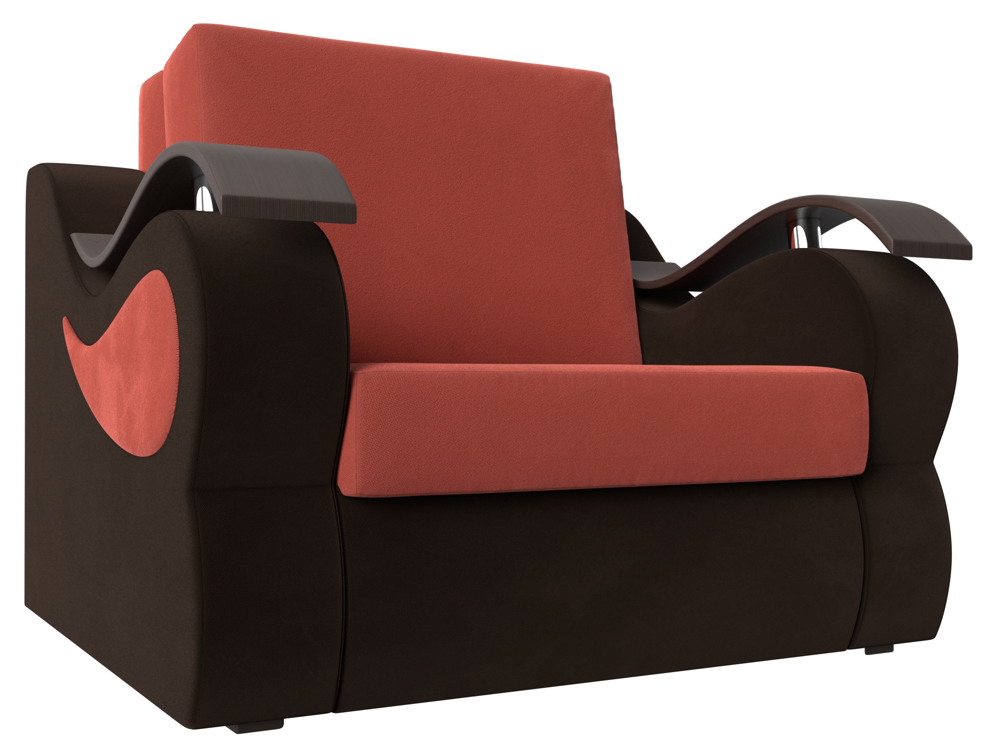 Кресло-кровать Меркурий 80 микровельвет коралловый/коричневый