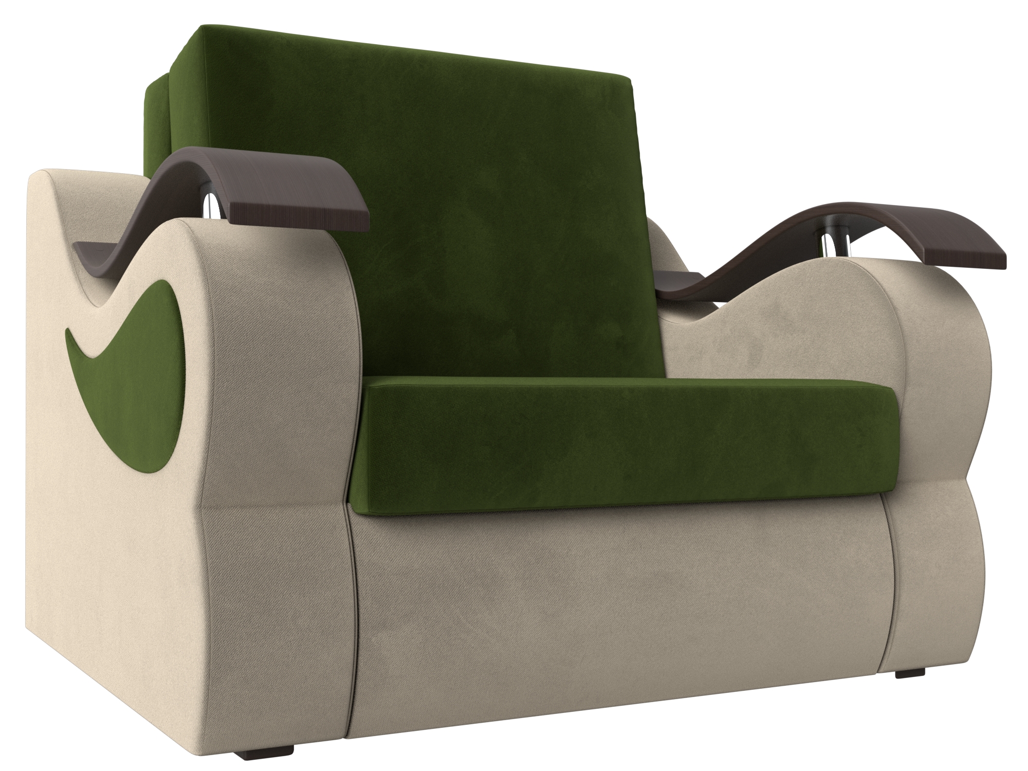 Кресло-кровать Меркурий 80 микровельвет зеленый/бежевый