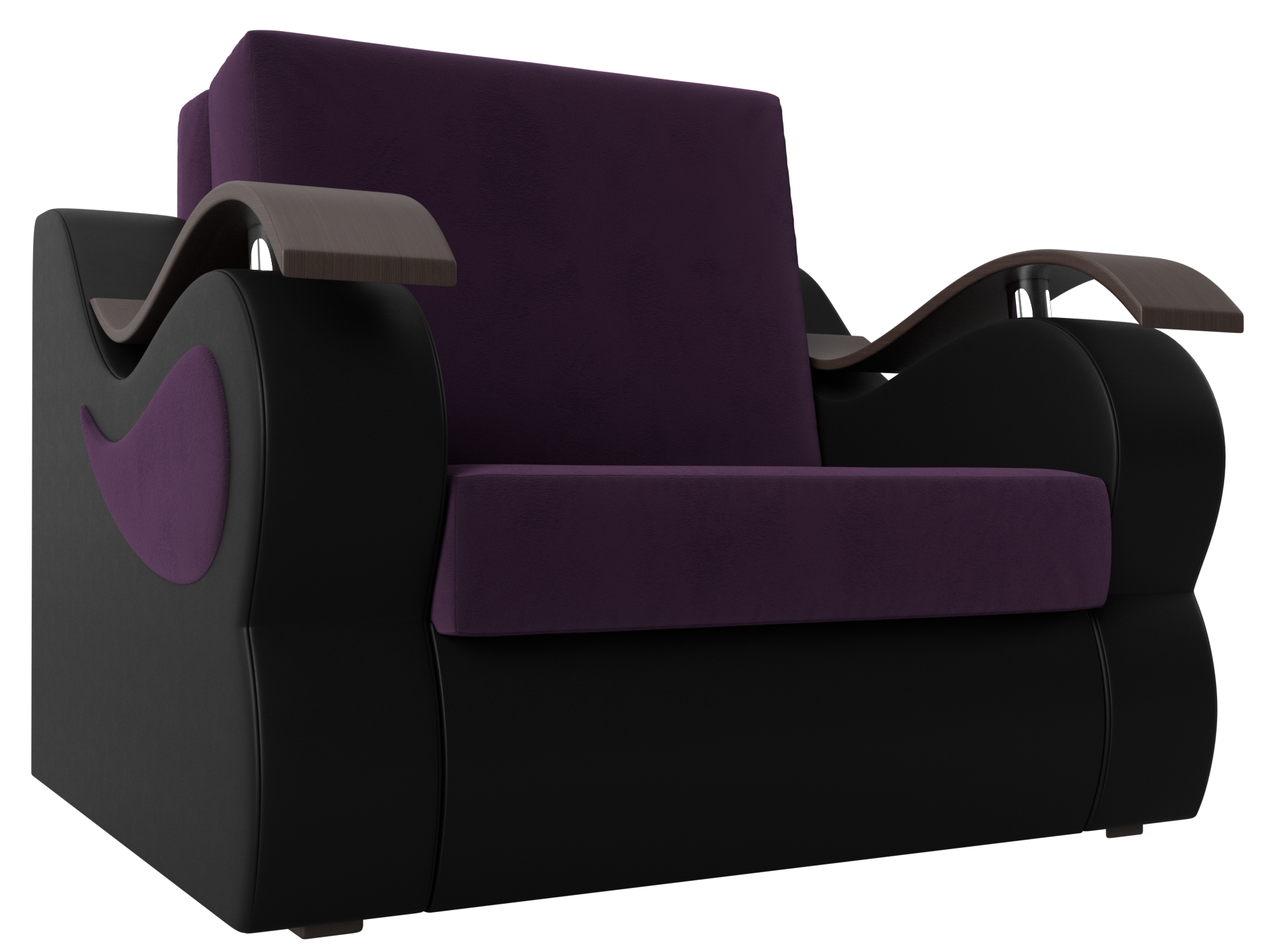 Кресло-кровать Меркурий 80 велюр/экокожа фиолетовый/черный