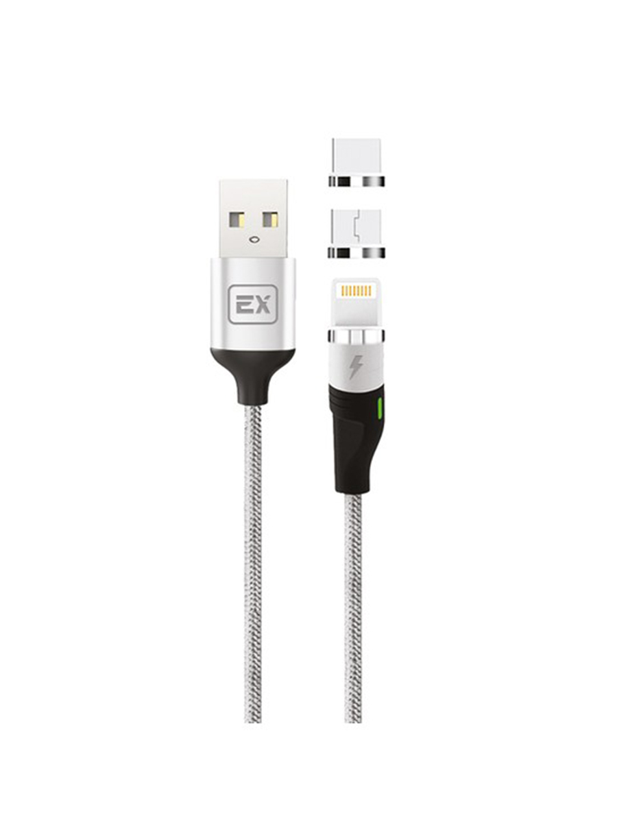 Кабель Multi USB/lightning Apple iPhone/Micro/Type-C Exployd Magnetic Sonder Silver 1m