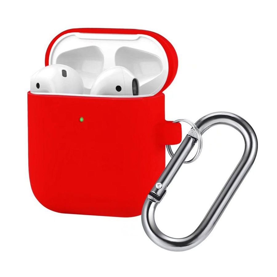 Чехол Anycase Carabine для Apple Airpods 1/2 с карабином красный