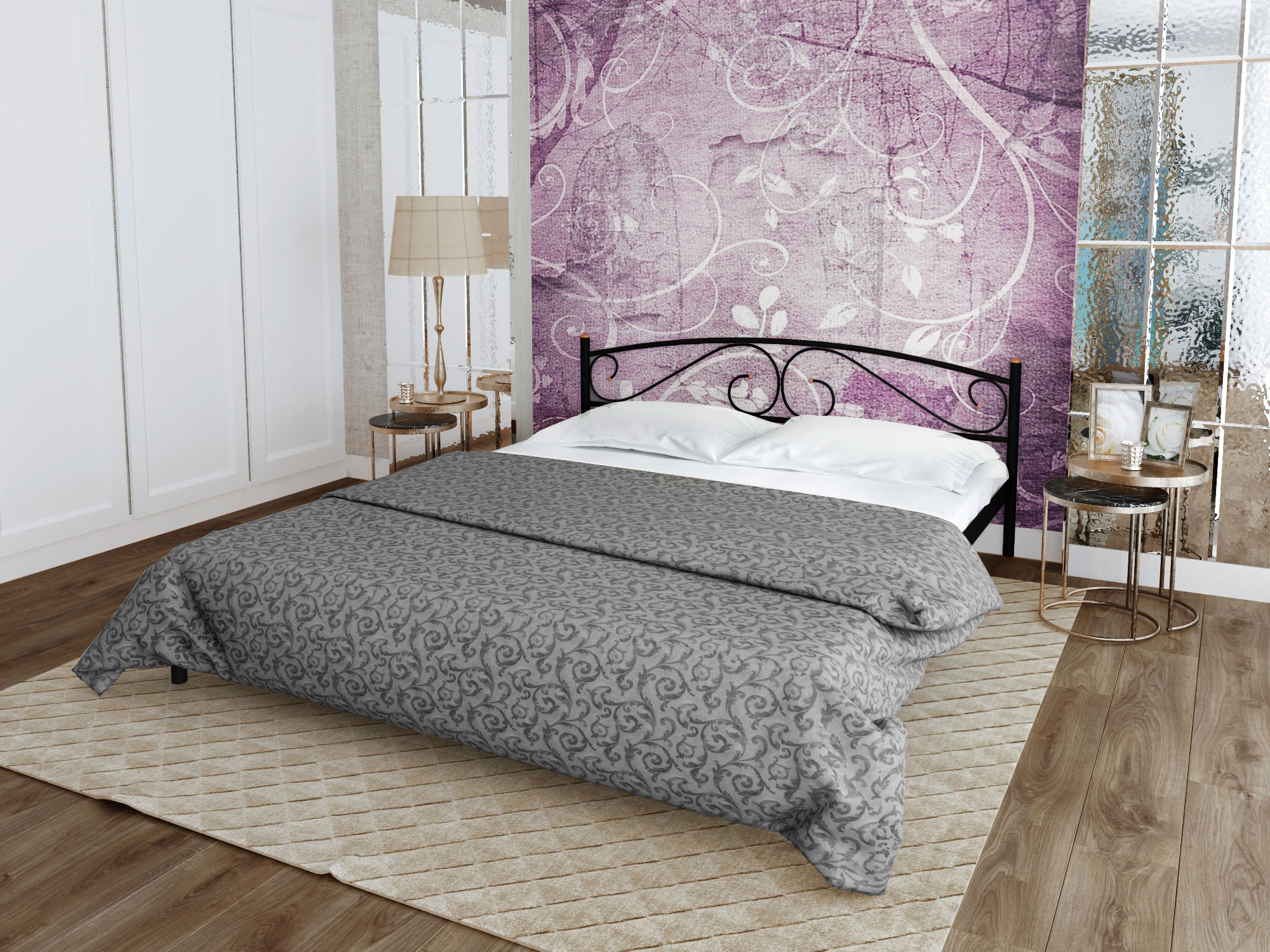 Металлическая полутороспальная кровать Alitte Evita 120х200 см черный
