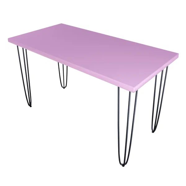Стол кухонный Solarius Loft металл-дерево 140х70х75, розовый с черными ножками-шпильками