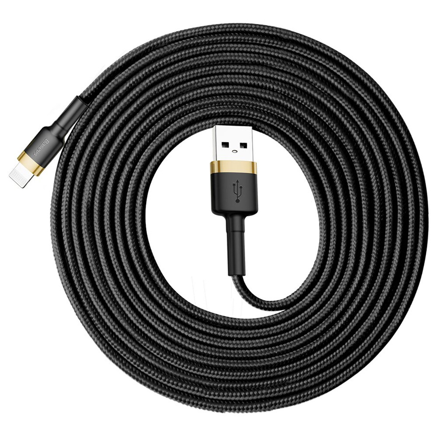Кабель USB 2.0 A - Lightning 3м Baseus Cafule Cable 2A - Черный/Золотистый (CALKLF-RV1)
