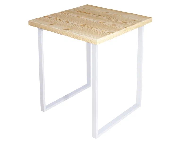 Стол кухонный Solarius Loft металл-дерево 60x60х75, без шлифовки и покраски, белые ножки