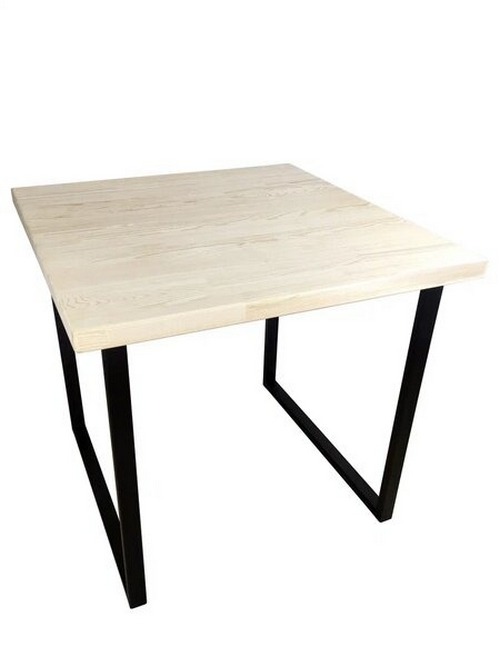 Стол кухонный Solarius Loft металл-дерево 70x70х75, без шлифовки и покраски, черные ножки