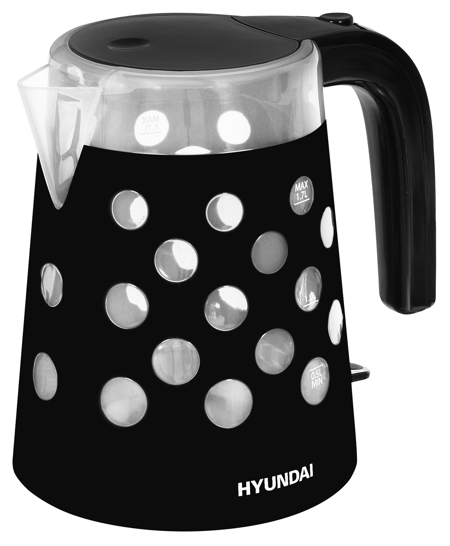Чайник электрический HYUNDAI HYK-G2012 1.7 л Transparent, Black