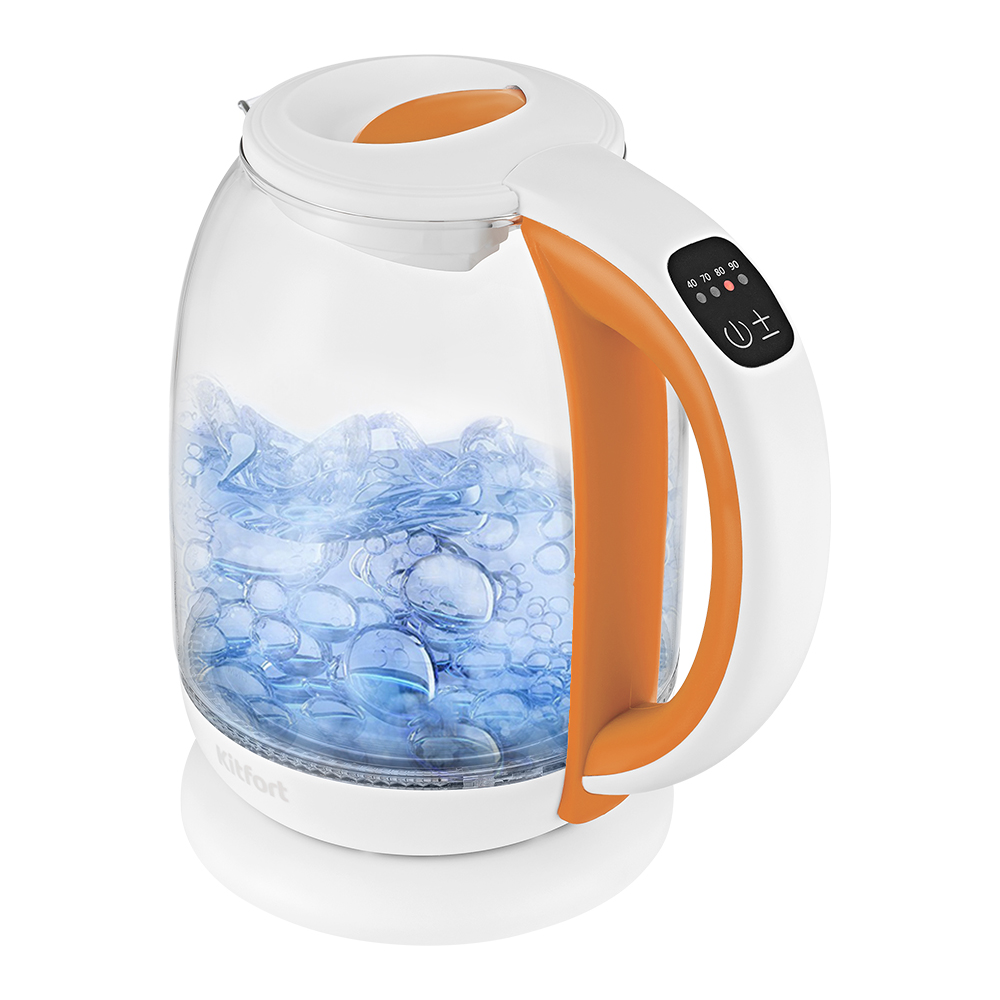 Чайник электрический Kitfort КТ-6140-4 1.7 л Transparent, Orange, White