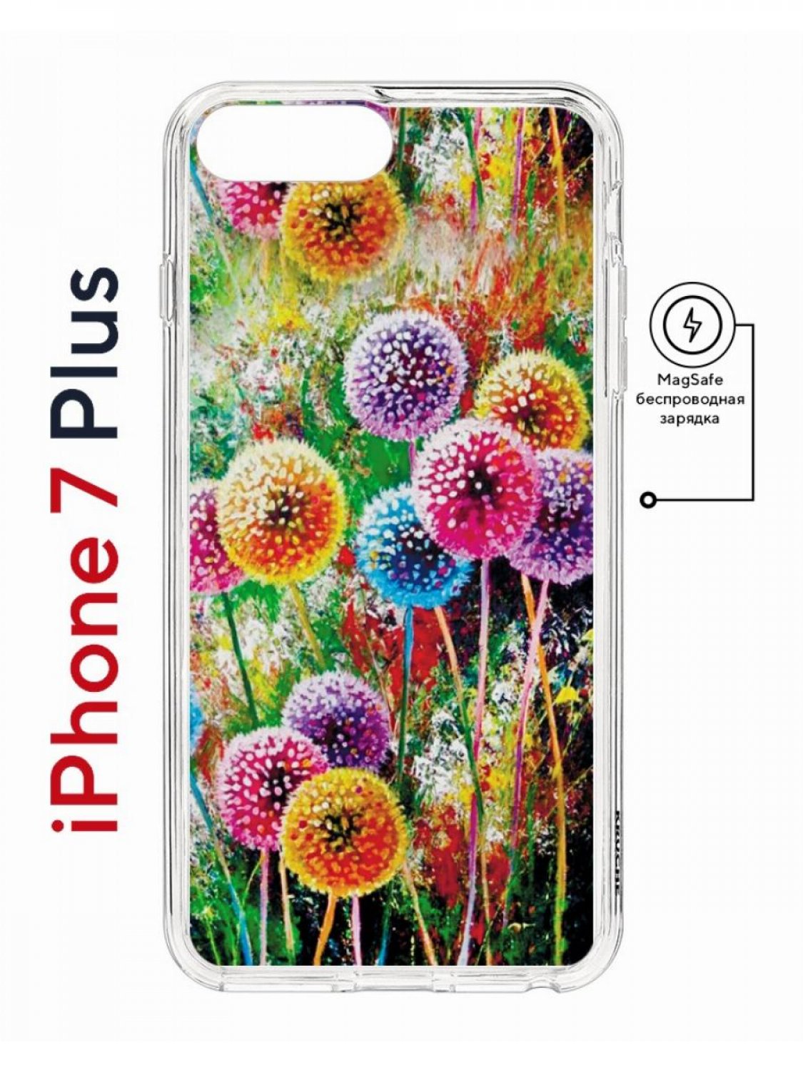 Чехол на iPhone 7 Plus/8 Plus MagSafe Kruche Print Одуванчики противоударный с магнитом