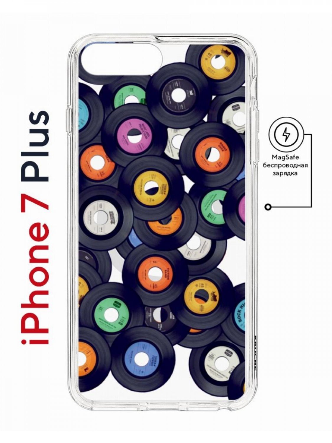 Чехол на iPhone 7 Plus/8 Plus MagSafe Kruche Print Виниловые пластинки с магнитом