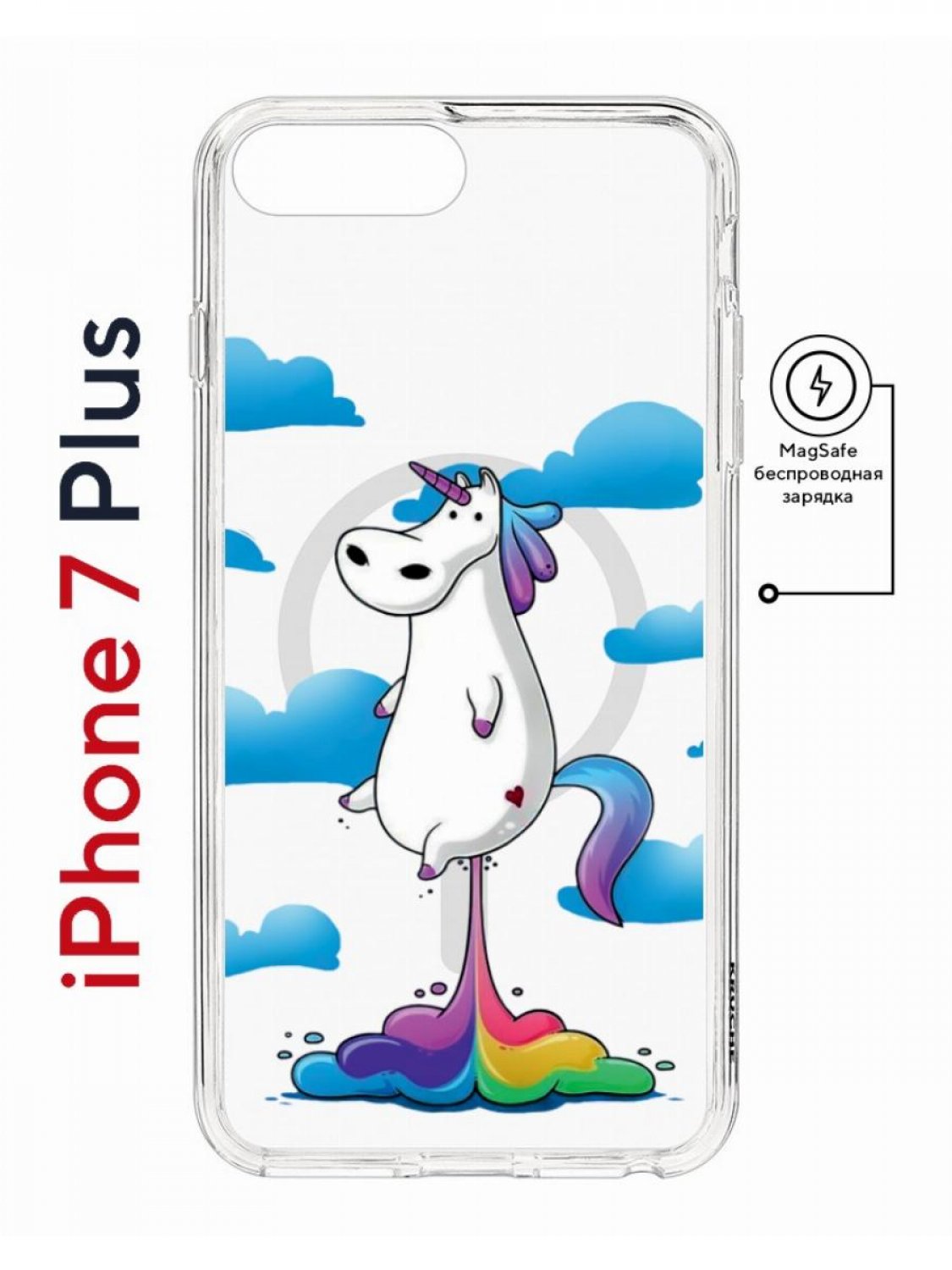 Чехол на iPhone 7 Plus/8 Plus MagSafe Kruche Print Flying Unicorn с магнитом