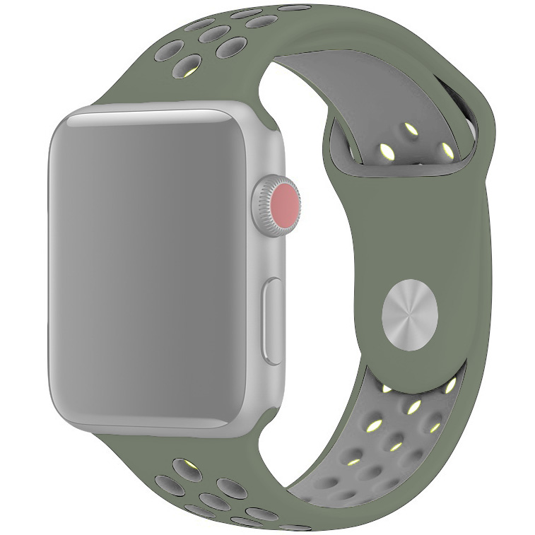 Ремешок для Apple Watch 1-6/SE силиконовый 42/44 мм InnoZone Vent - Хаки (APWTSIH42-32)