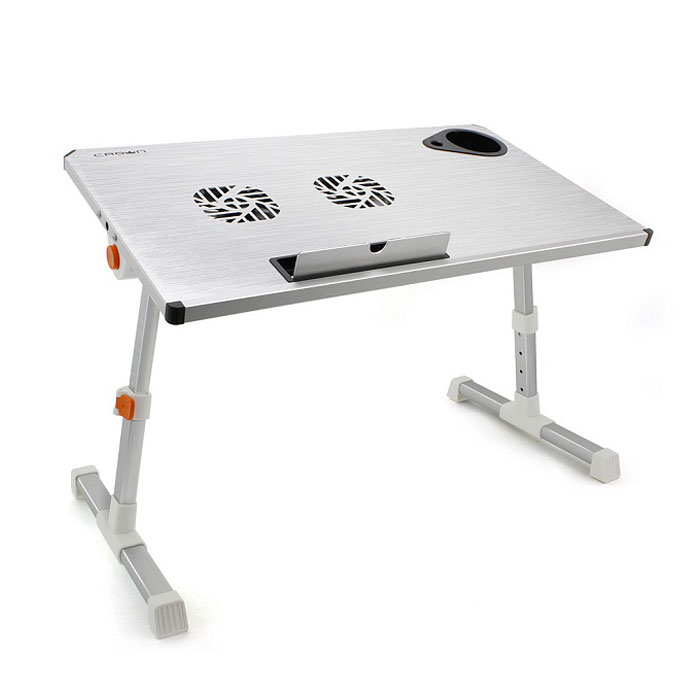 Стол-подставка для ноутбука Crown CMLS-101 до 21"", с вентилятором, серебристая