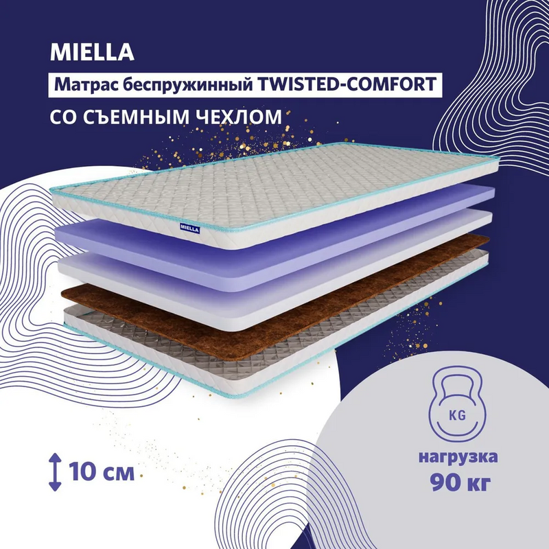 Матрас для кровати Miella Twisted-Comfort 80x190 двусторонний, со съемным чехлом