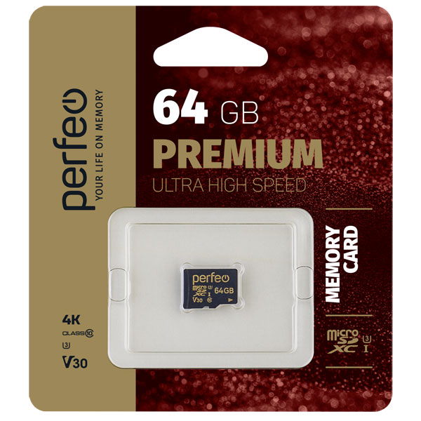 Карта памяти Perfeo High-Capacity microSDXC UHS-1 V30 64GB