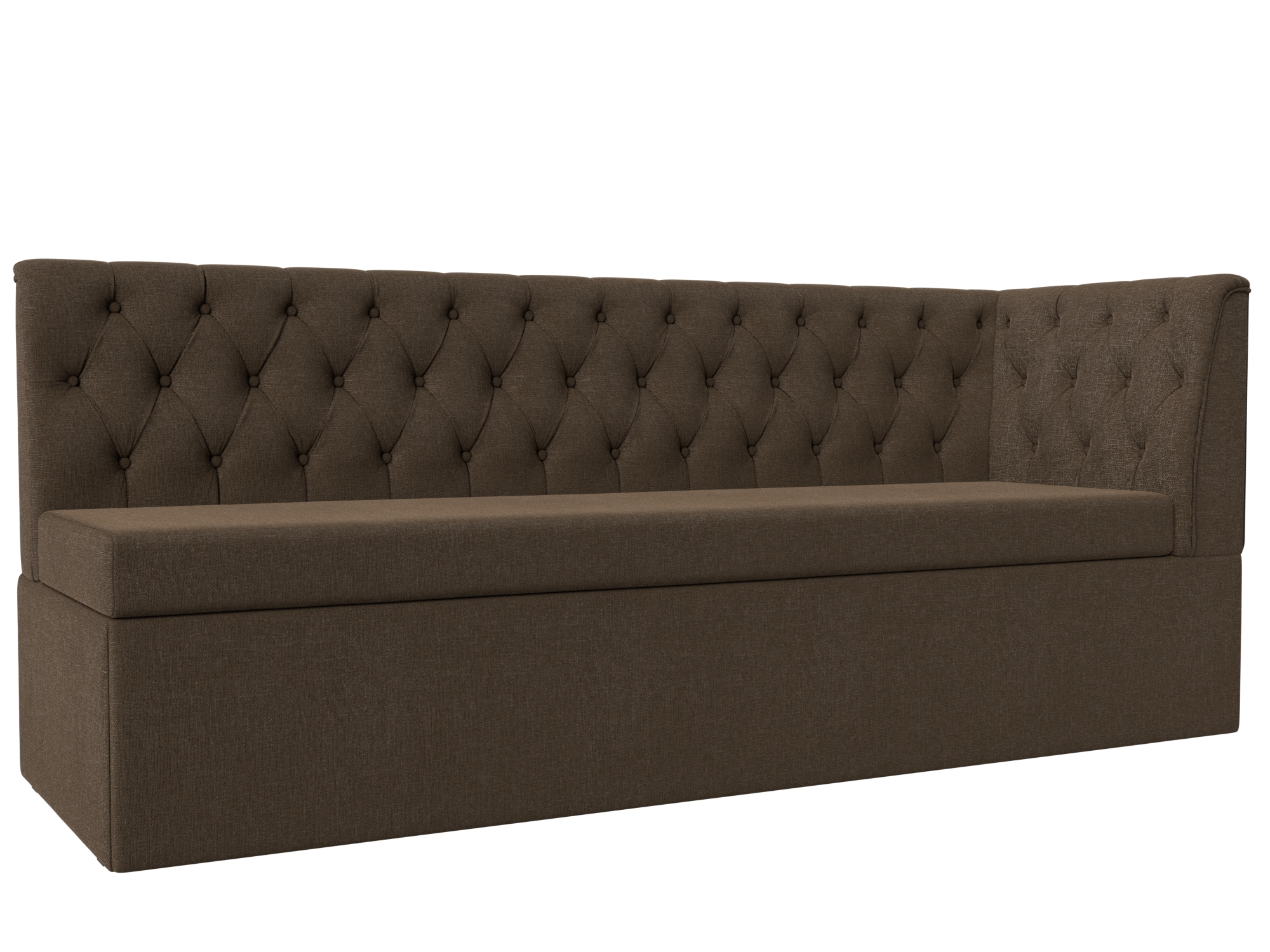 Кухонный диван Маркиз с углом справа рогожка коричневый