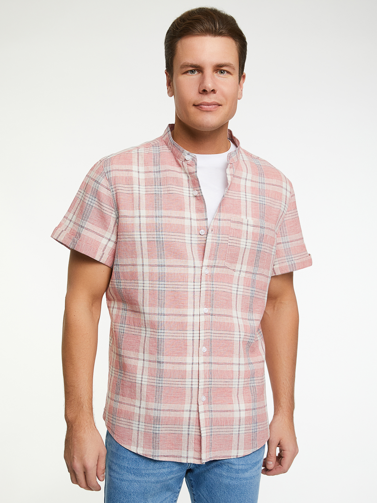 Рубашка мужская oodji 3L420005M-2 розовая S