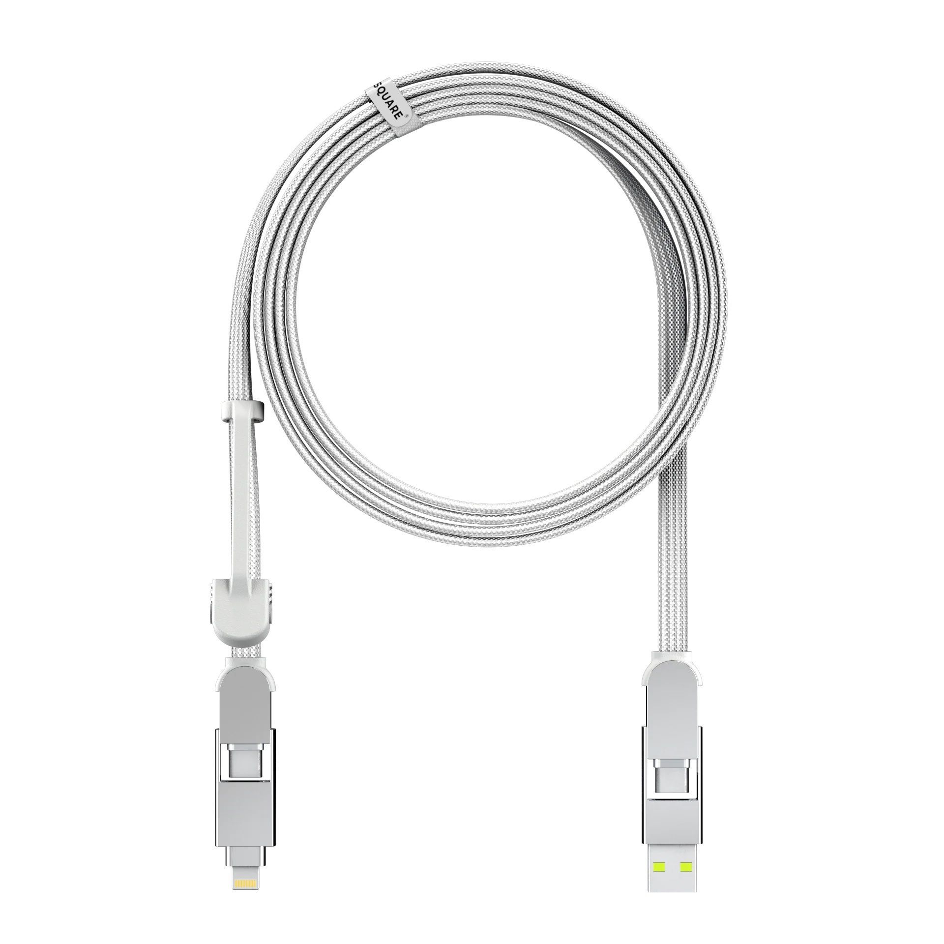 Кабель Micro-USB/Lightning/USB Type-C Rolling Square 2 м белый