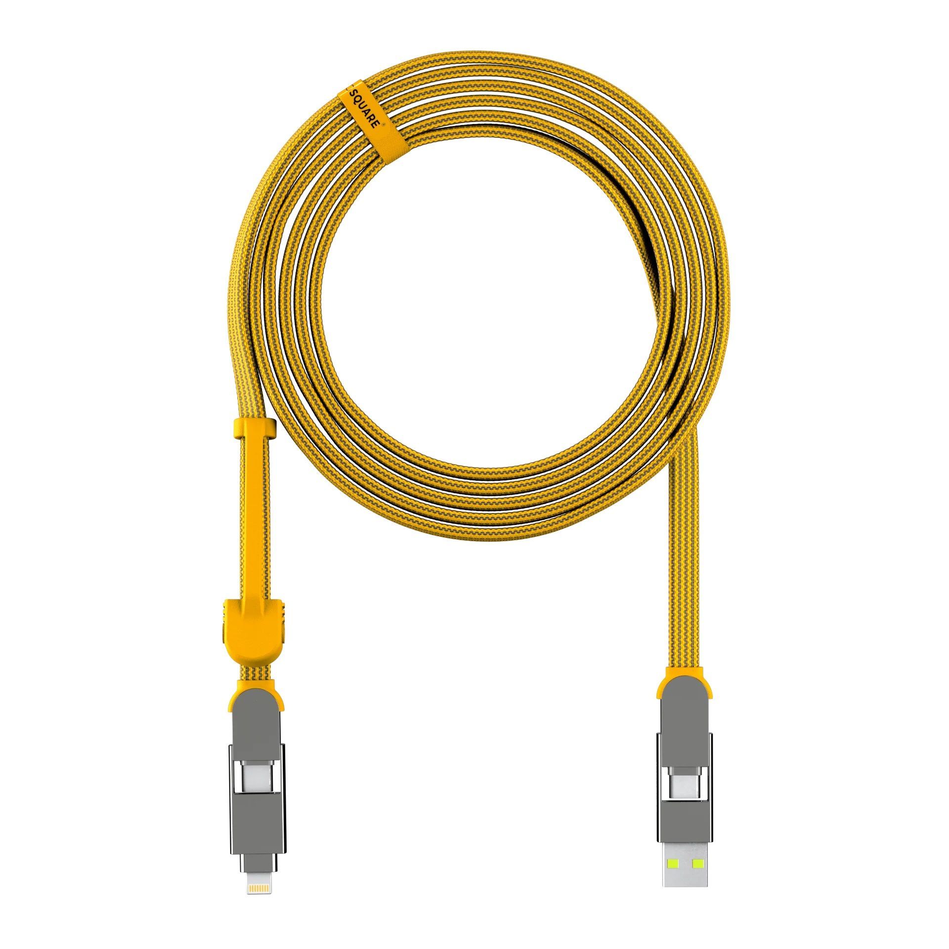 Кабель Micro-USB/Lightning/USB Type-C Rolling Square 3 м желтый