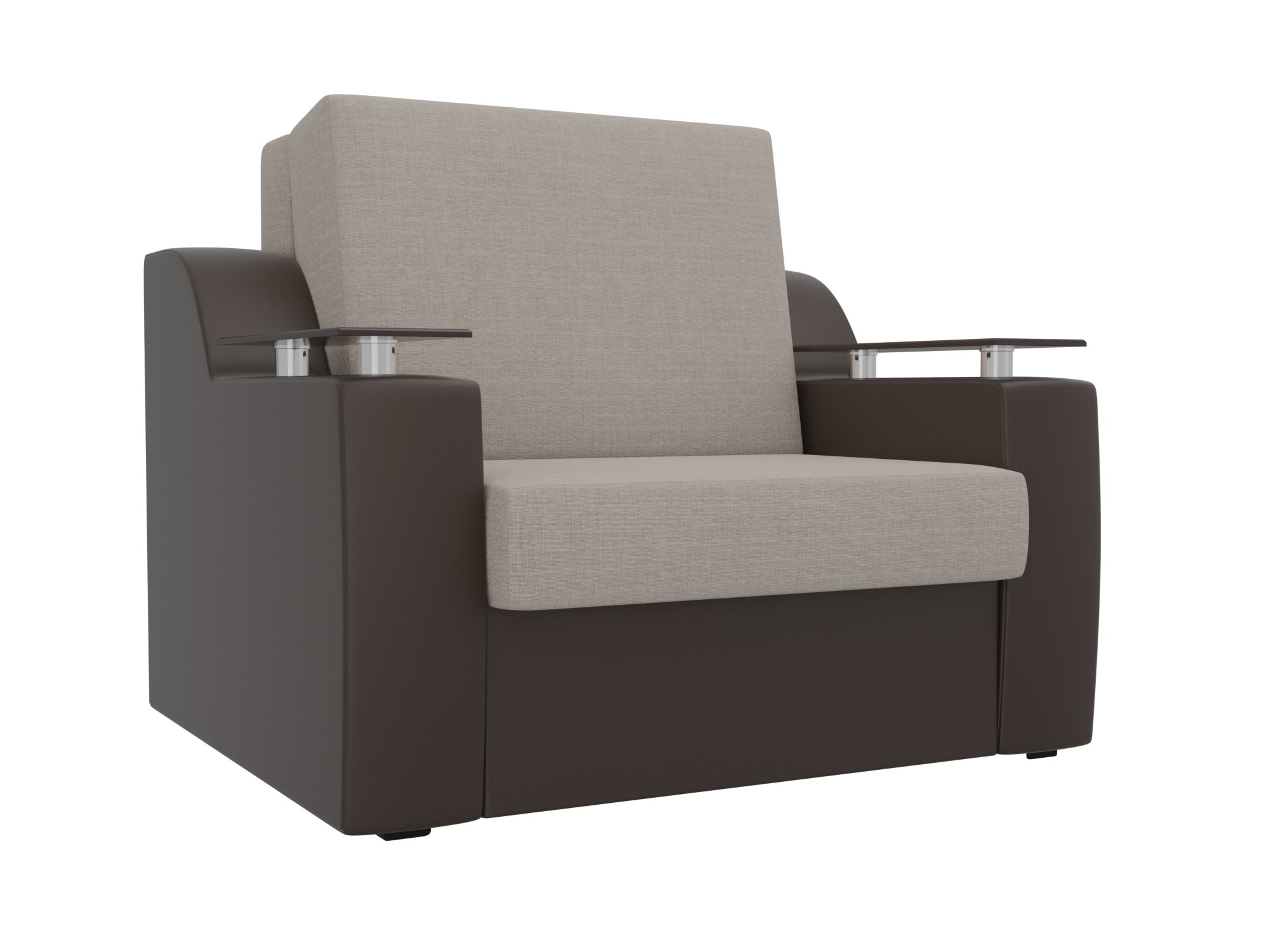 Кресло-кровать Сенатор 80 рогожка/экокожа бежевый/коричневый