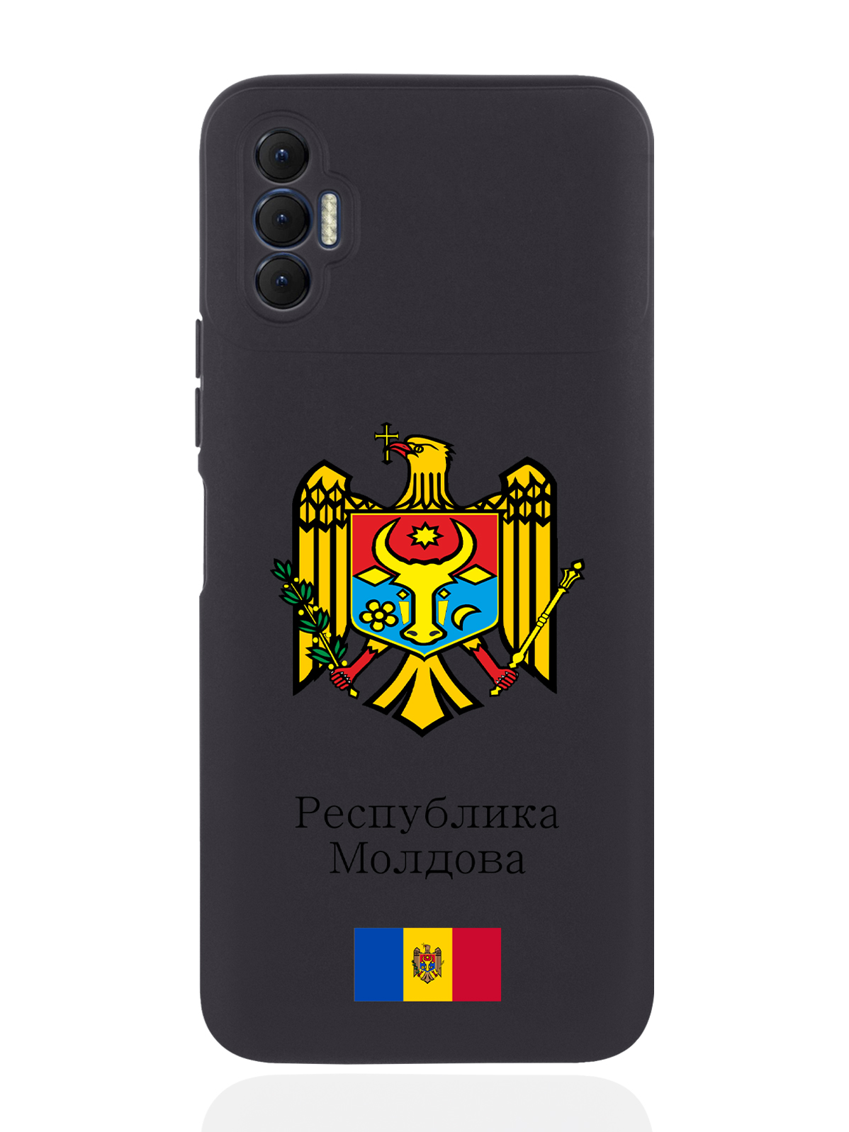 Чехол SignumCase для Tecno Spark 8P Герб Республики Молдова/Герб Молдавии черный