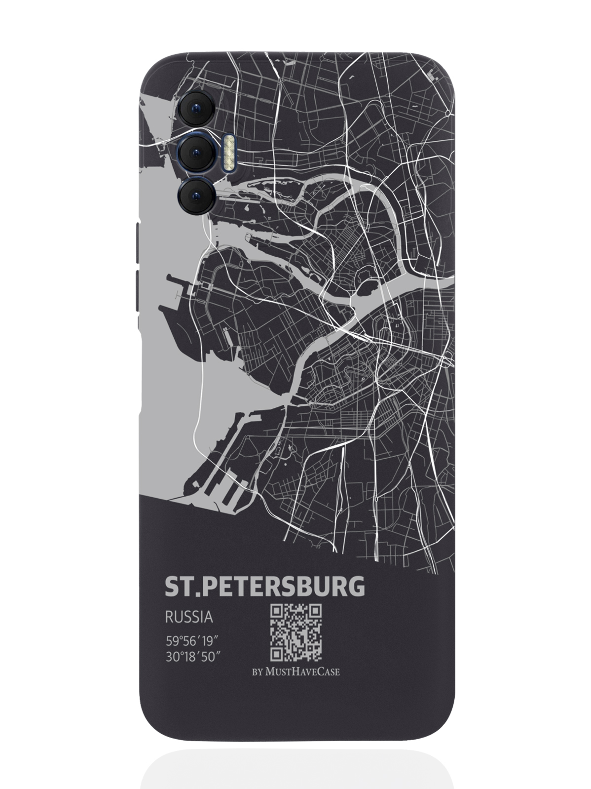 Чехол MustHaveCase для Tecno Spark 8P Карта Санкт-Петербурга черный