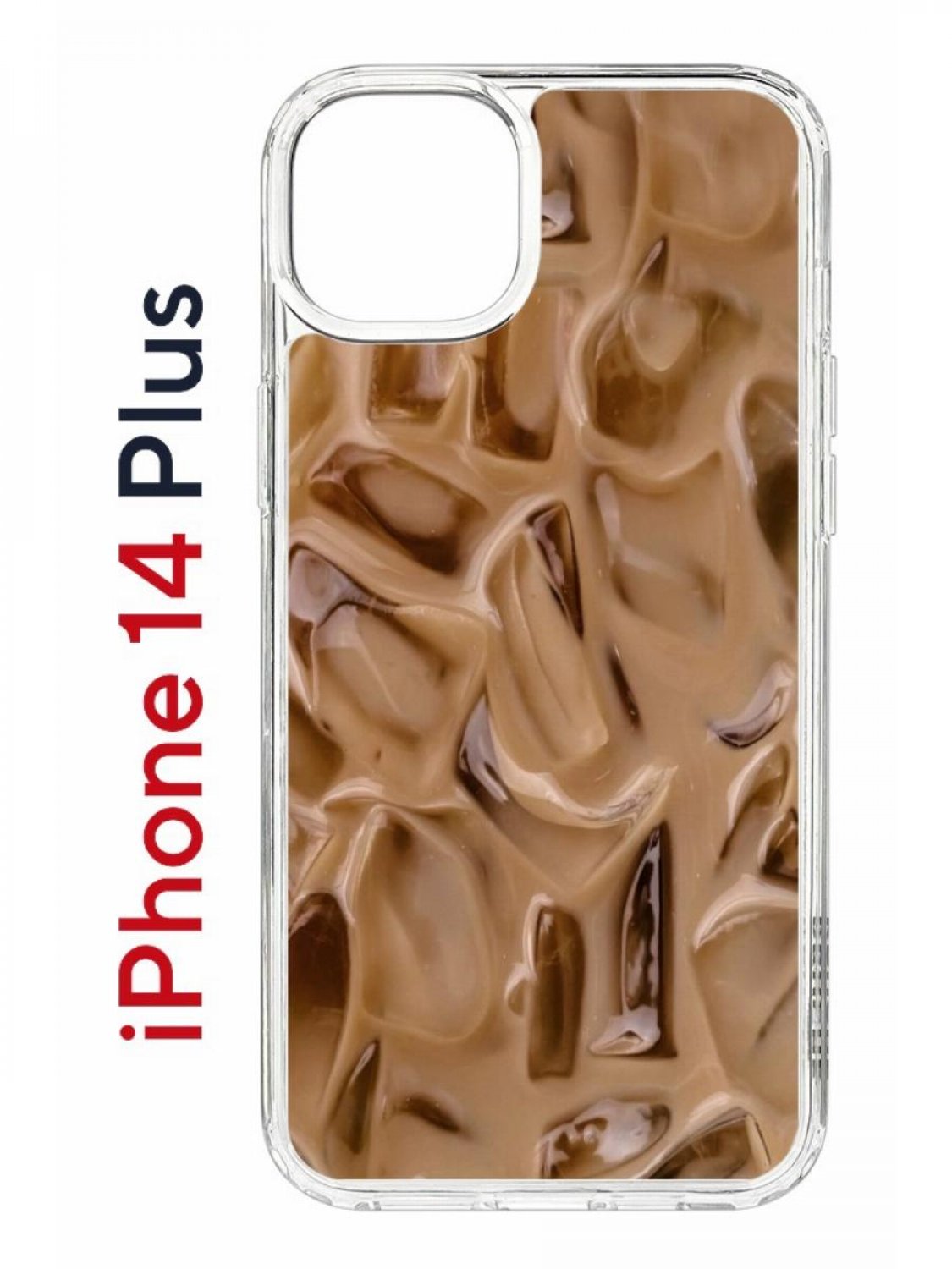 Чехол на iPhone 14 Plus с принтом Kruche Print Кофе со льдом, бампер с защитой камеры