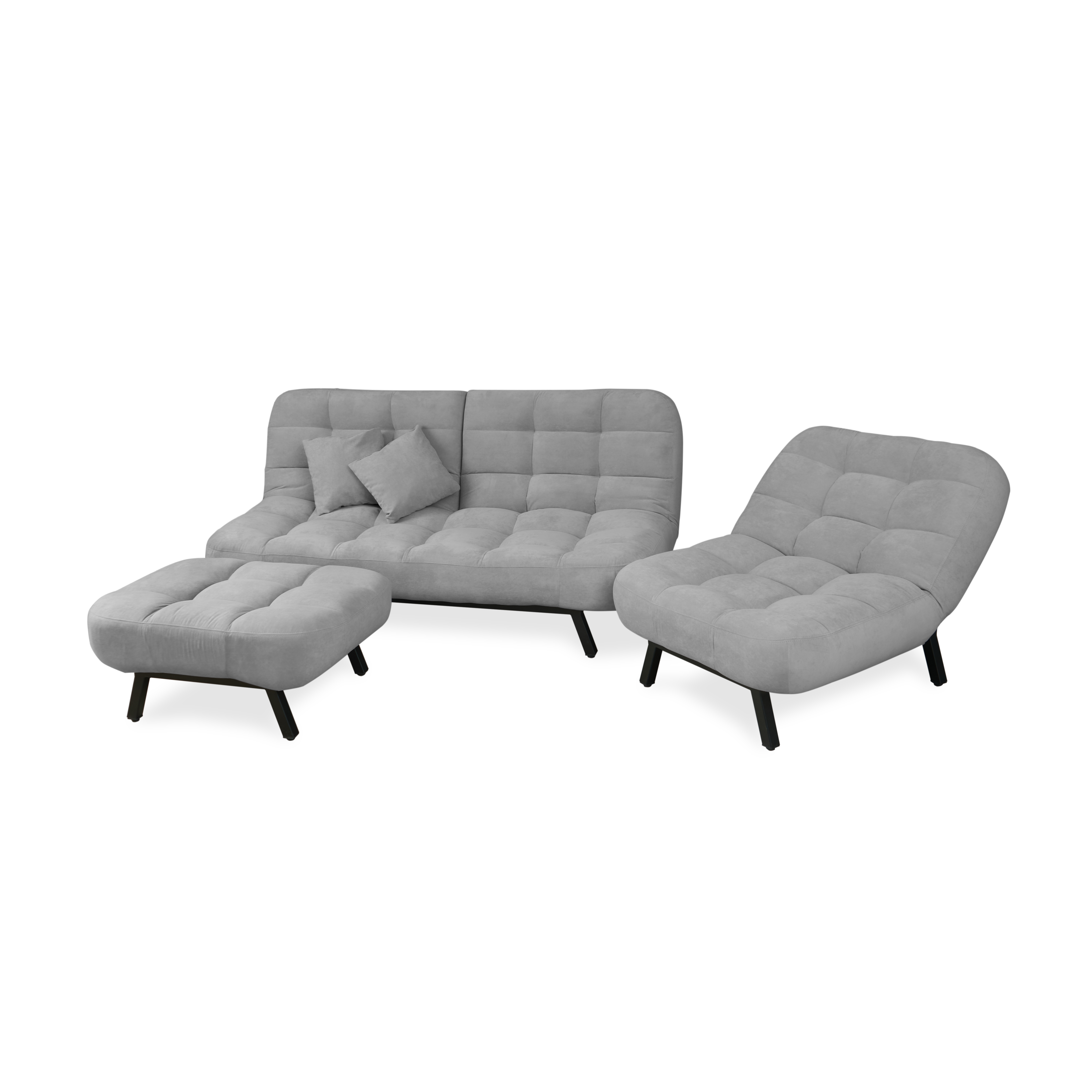 Комплект мягкой мебели BRENDOSS Абри Диван кресло и пуф серый